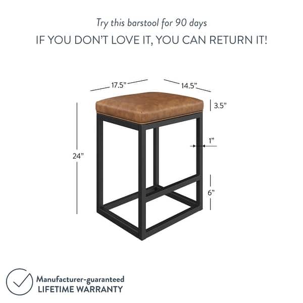 Nathan James Nelson Bar Stool with Leather Cushion and Metal Base, 24" - Bed Bath & Beyond ...